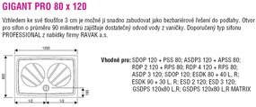 Ravak Sprchová vanička obdelníková 80×120 cm - bílá,     GIGANT PRO 80×120   XA03G401010 GIGANT PRO 80×120