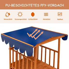 Costway Dřevěné pískoviště pro děti Dětská herna s Playhouse Natural + Blue