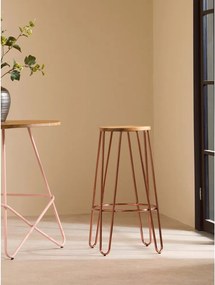 Barová stolička z jilmového dřeva v přírodní barvě/v růžovo zlaté barvě (výška sedáku 75 cm) District – Premier Housewares
