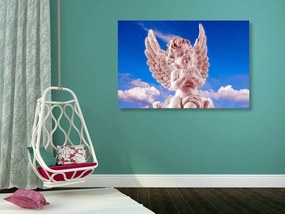 Obraz růžový pečlivý andílek na nebi - 90x60 cm