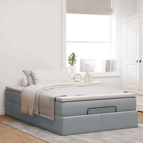Osmanský rám postele s matrací světle šedá 120x190 cm textil 3311092