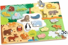 DJECO Dřevěná vkládačka Zvířátka / Vkládačka / Dřevo