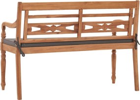 Lavice Batavia s tmavě šedou poduškou 120 cm masivní teak 316030