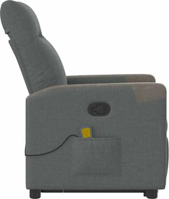 Zvedací masážní polohovací křeslo tmavě šedé textil 3324096