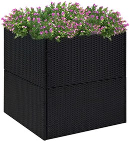 vidaXL Zahradní truhlík černý 80 x 80 x 80 cm polyratan