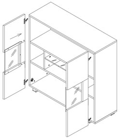 Obývací stěna CALABRINI d | 320 cm | 5 dílů O | dub zlatý/bílá lesk