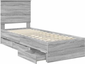 Rám postele s čelo Šedá Sonoma 75 x 190 cm Inženýrské dřevo 3411171