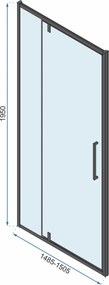 Rea Rapid Swing, 3-stěnový sprchový kout 70 (dveře) x 80 (stěna) x 195 cm, 6mm čiré sklo, černý profil, KPL-009946