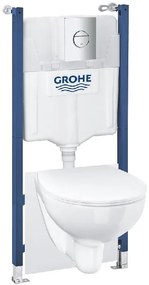 Grohe Solido - Set předstěnové instalace, klozetu Bau Ceramic a sedátka Slim softclose, tlačítka Sail, chrom/bílá 39900000