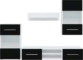 5dílná TV stolky s LED osvětlením matné černé kompozitní dřevo 3324230