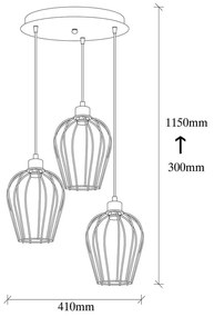 Černé závěsné svítidlo pro 3 žárovky Opviq lights Tel