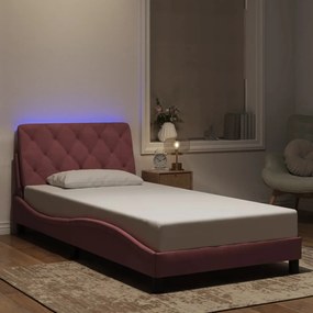 Rám postele s LED bez matrace růžový 100 x 200 cm samet 3213842