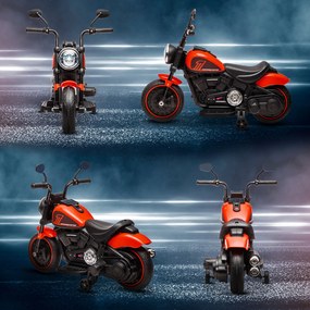 HOMCOM Elektrická motorka pro děti, 3 km/h, se 2 odnímatelnými tréninkovými koly, pro 1,5-3 roky, červená, bezpečné elektrické vozidlo | Aosom.de