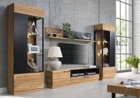 Casarredo - Komfort nábytek Obývací stěna, sestava MOSAIC SET1 (10+11+25+35) dub medový/černá