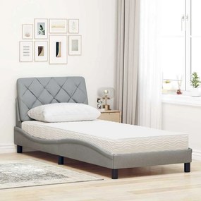 Postel s matrací světle šedá 90 x 190 cm textil 3310706