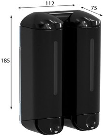 MARPLAST MARPLAST, SHOWER MEDIUM dvojitý dávkovač tekutého mýdla 2x250ml, černá, A94803