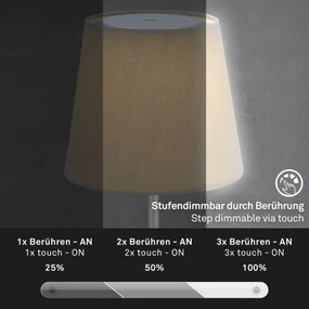 Brilo - LED Stmívatelná nabíjecí stolní lampa LED/3W/5V IP44 stříbrná/béžová