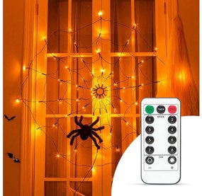 LED Dekorační řetěz HALLOWEEN LED/5V/8 funkcí pavučina + dálkové ovládání