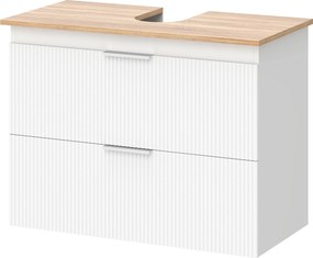HOMCOM spodní skříňka pod umyvadlo s 2 velkými zásuvkami, dvoubarevná, vhodná pro sloupkové i nábytkové umyvadlo, 80 × 40 × 60 cm, bílá a přírodní | A
