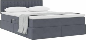 Postel s úložným prostorem s čelo Tmavě šedá 140 x 190 cm samet 3370876