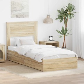 Postel s úložným prostorem se zásuvkou Sonoma dub 100 x 200 cm 3409934