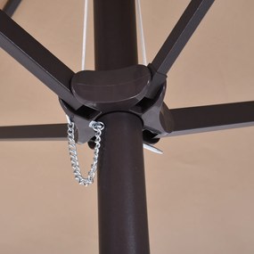 Dvojitý sluneční deštník Outsunny 455 x 265 cm, slunečník s UV ochranou a klikou, větruodolný slunečník pro balkón a pláž, světle hnědý