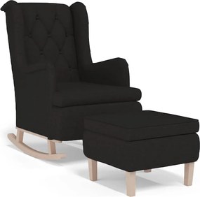Houpací křeslo se stoličkou černé textil 3121274