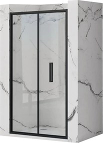 Zalamovací sprchové dveře REA RAPID FOLD 80 cm pro instalaci do niky, černé/transparent - bez vaničky