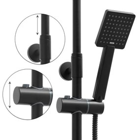 Erga Flova, sprchová souprava s termostatickou baterií a dešťovou hlavicí 20x20cm, černá matná, ERG-YKA-BP.FLOVA THERM 20 BLK