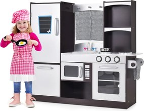 Costway Dětská kuchyňka ze dřeva dětská kuchyňka na hraní s lednicí a spoustou