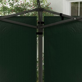 Outsunny Boční Zdi pro Altán 3x3 m a 3x6 m - Sada 2 Stěn s Okny 293x193 cm Tmavě Zelená