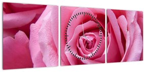 Obraz růže (s hodinami) (90x30 cm)