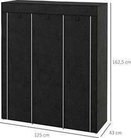 HOMCOM Látková šatní skříň s tyčí na šaty 8 úrovní 125x43x162,5cm světle šedá prostorově úsporná skládací skříň do předsíně a ložnice | Aosom.de
