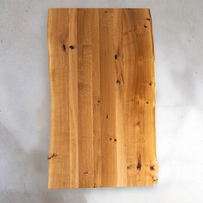 KULHÁNEK Masivní jídelní s přírodní hranou a šikmou podnoží stůl "Obata" (150x90 cm)
