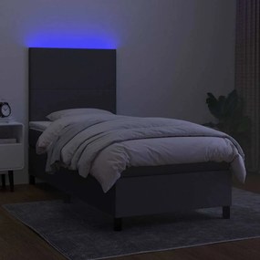 Box spring postel s matrací a LED tmavě šedá 80 x 200 cm textil 3134670