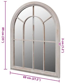 vidaXL Marketos Zahradní zrcadlo rustikální oblouk 69 x 89 cm interiér i exteriér