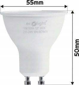 ECOLIGHT LED žárovka GU10 - 10W - 900lm - teplá bílá