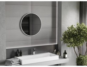 Mexen Loft, kulaté koupelnové zrcadlo 60 cm, barva rámu bílá, 9850-060-060-000-20