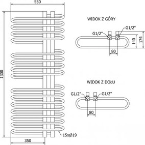 Mexen Ops, elektrické topné těleso 1300x550 mm + topná tyč 900 W, bílá, W122-1300-550-2900-20