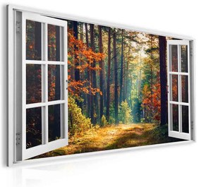 Malvis ® Obraz okno les plný barev Velikost: 60x40 cm
