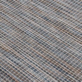 Venkovní hladce tkaný koberec 80x250 cm hnědý a modrý 340814