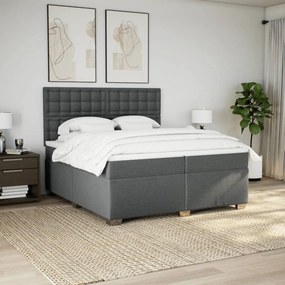 Box spring postel s matrací tmavě šedá 200x200 cm textil 3292910