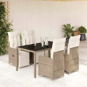 5Dílný Zahradní Bistro Set S Poduškami Hnědý Polyratan 4 150 x 90 x 75 cm