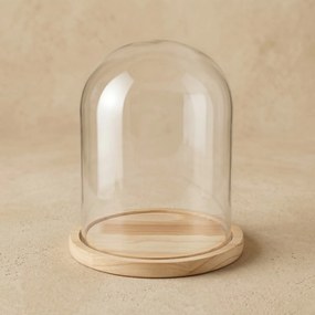 Dekorační skleněný poklop AURA béžový, 30 cm