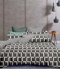 DecoKing - Povlečení mikrovlákno Šedo-Bílé Hypnosis WALL  GEOMETRICKÉ MOTIVY