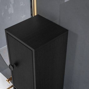 kleankin vysoká koupelnová skříňka, úzký sloupek do koupelny s 1 zásuvkou, 4 otevřené police a nastavitelnými vloženými policemi, 20x20x180 cm, černá