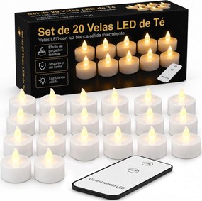 LED čajové svíčky sada 20 ks teplá bílý dálkové ovládání
