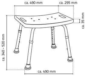 Ridder, Koupelnová židle, nastavitelná výška, bílá, A00601101