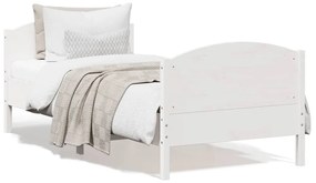 Rám postele s čelem bílý 100 x 200 cm masivní borové dřevo