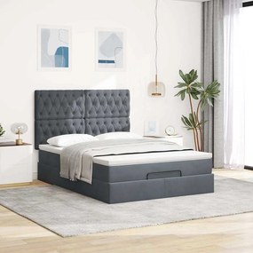 Osmanský rám postele s matracemi tmavě šedá 140x190cm samet 3313542